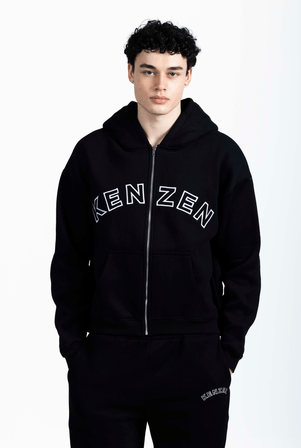 Logo Zip Hoodie - Black – KENZEN