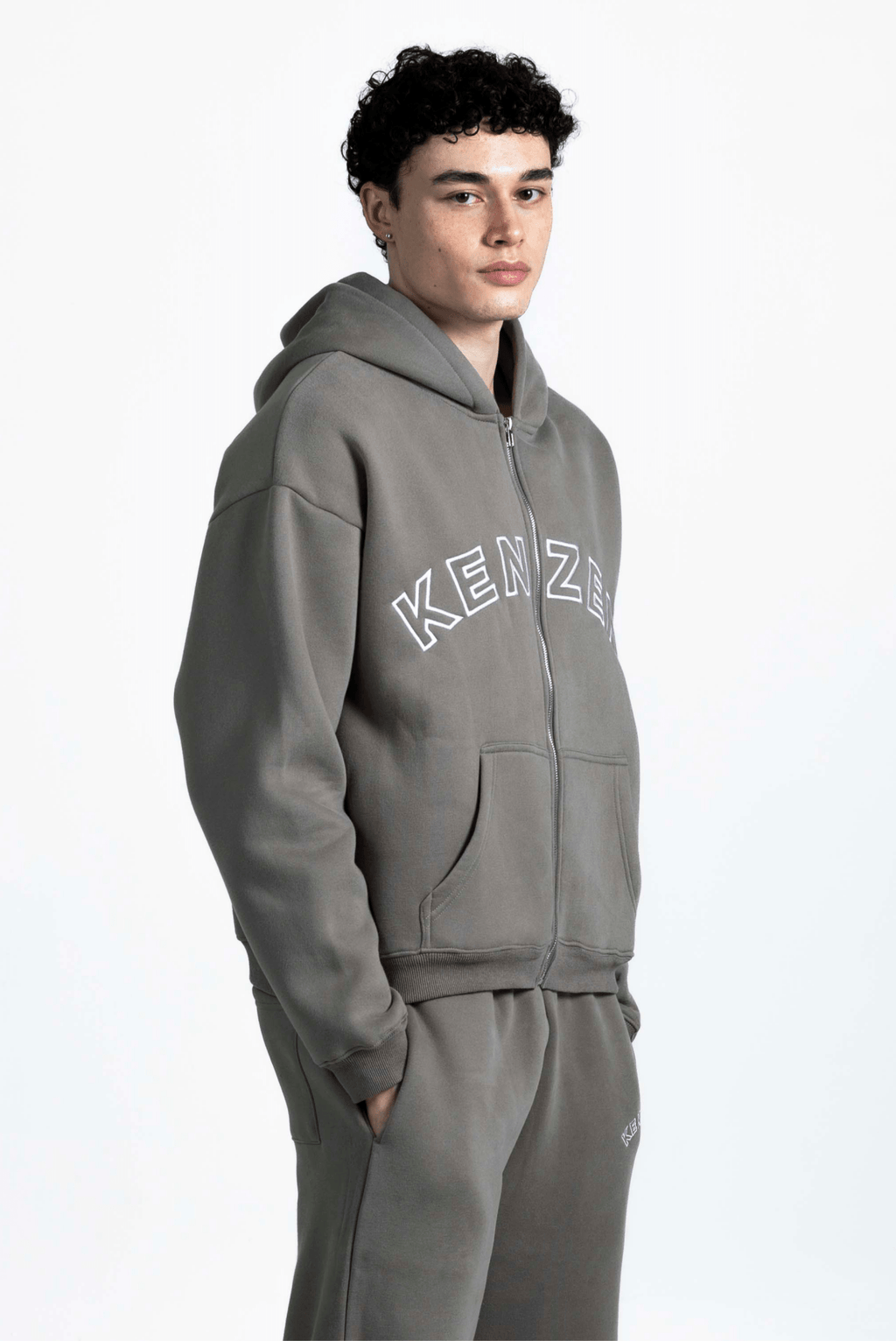 Logo Zip Hoodie - Moss grey – KENZEN